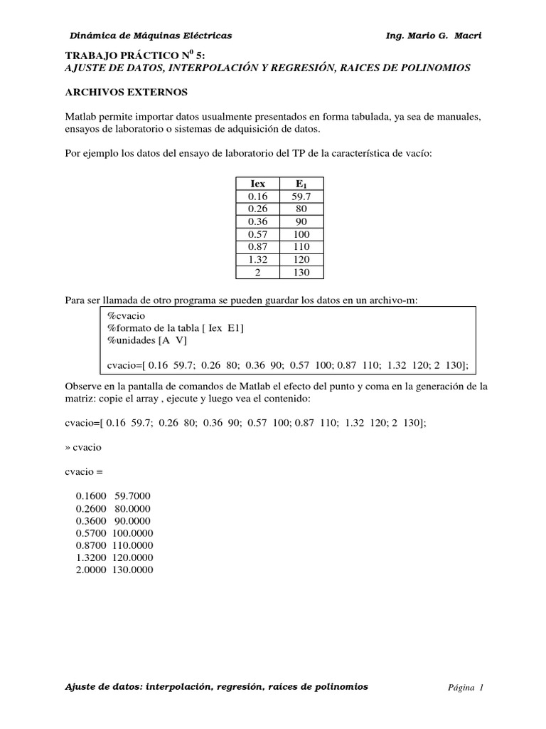 Ajuste Matlab | PDF | Álgebra | Análisis matemático