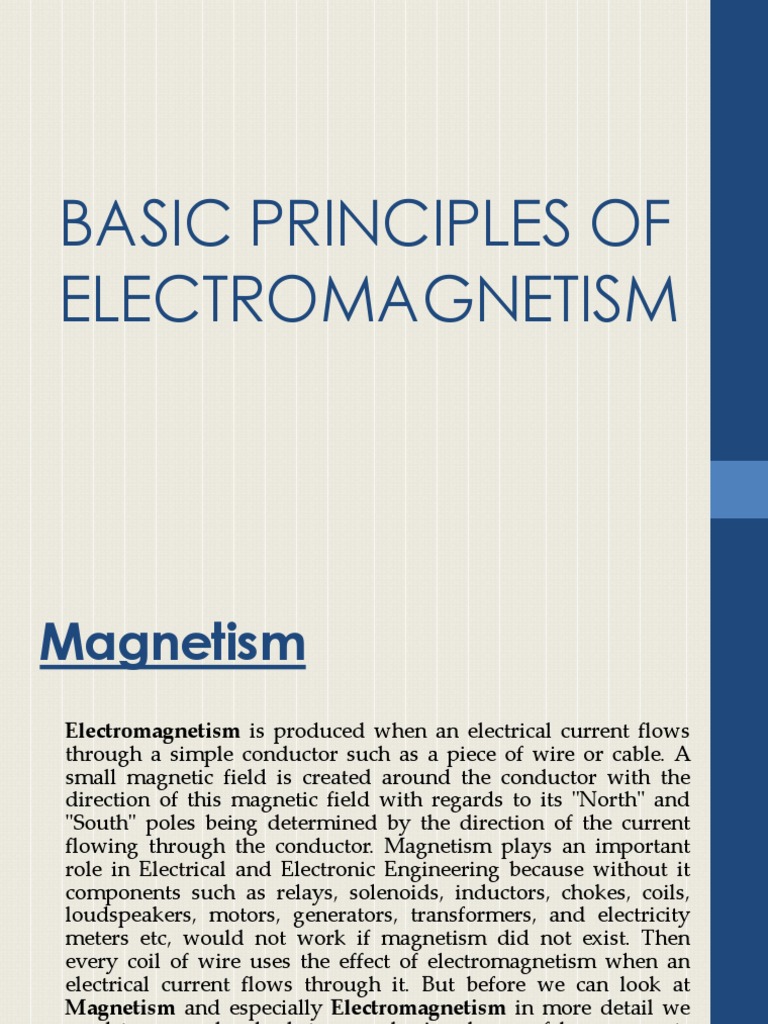 Basic Principles of Electromagnetism1 | PDF | Electromagnetic Induction ...