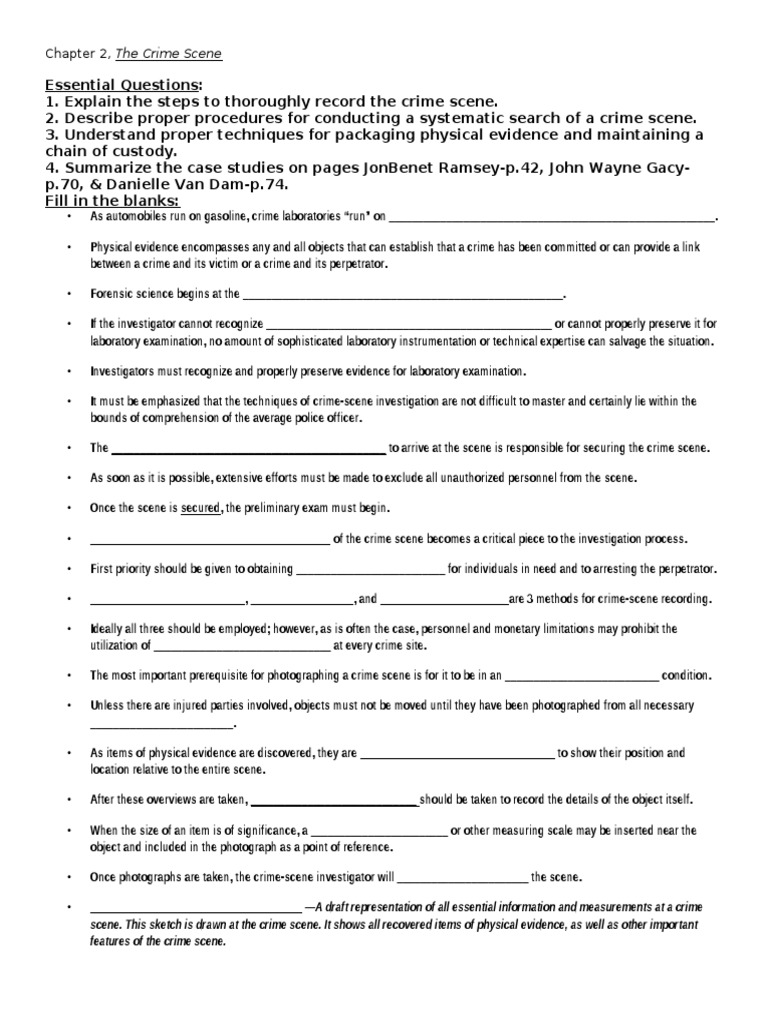 CH 2-Fill in Blank Notes | PDF | Crime Scene | Coroner