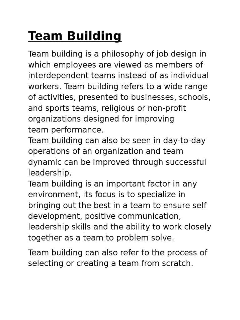Write Up Team Building Team Building Leadership