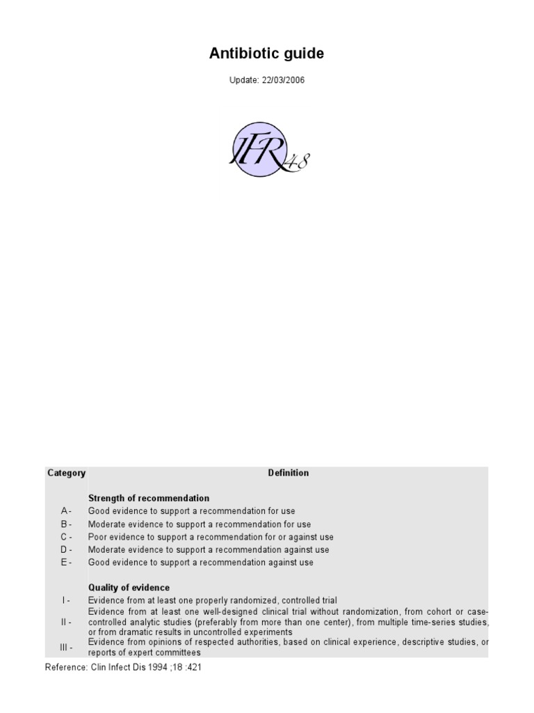 Antibiotic Guide: Update: 22/03/2006 | PDF | Pneumonia | Staphylococcus ...