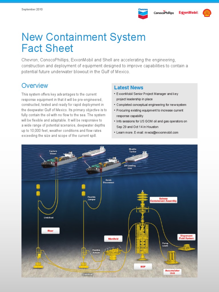 Containment Fact Sheet | PDF | Subsea (Technology) | Oil Tanker