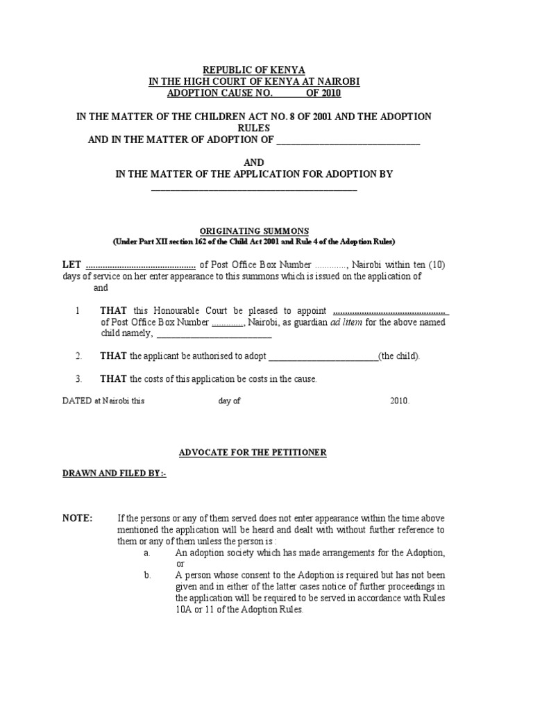Adoption Template | PDF | Legal Guardian | Affidavit