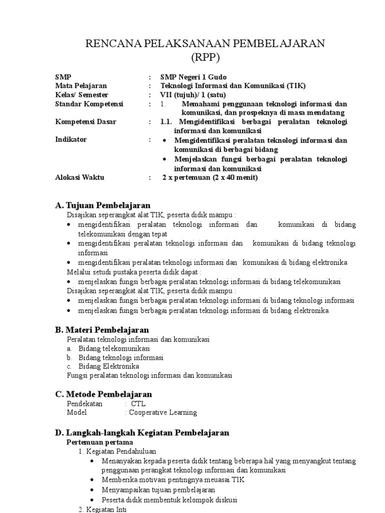 RPP TIK Kelas-7 | PDF