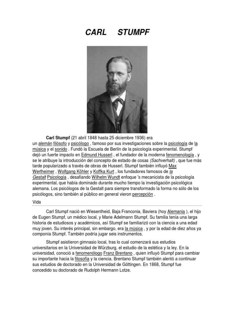 Carl Stumpf: Pionero de la Psicología Experimental | PDF | Sicología ...