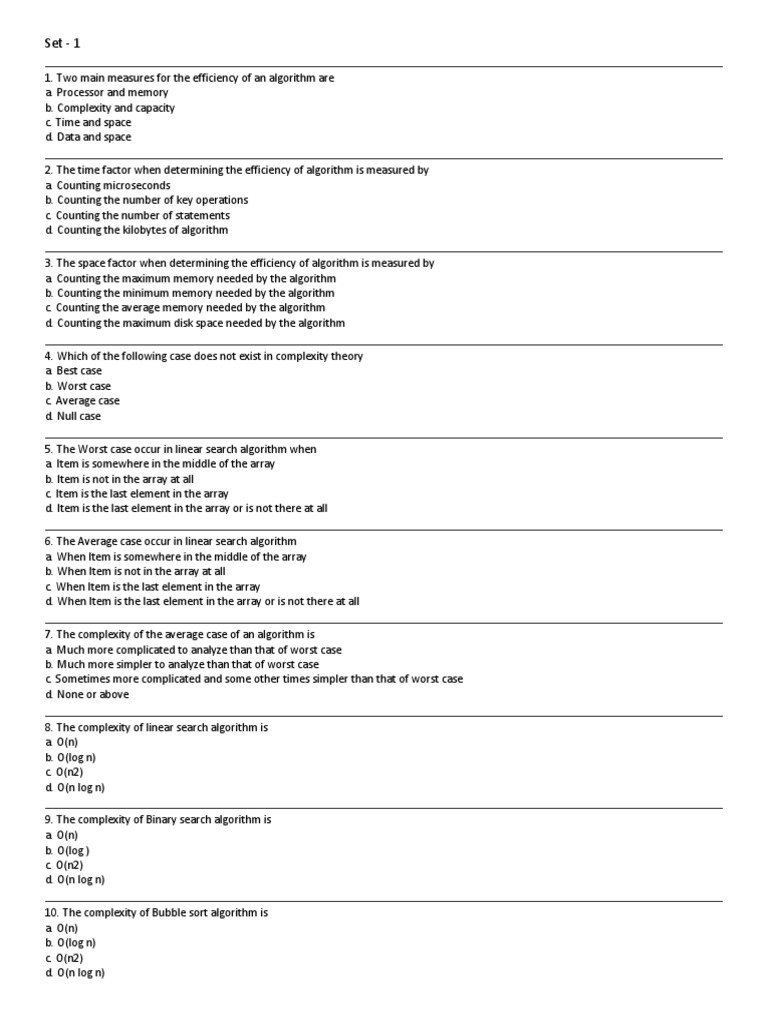 Dsa MCQ | PDF | Array Data Structure | Time Complexity