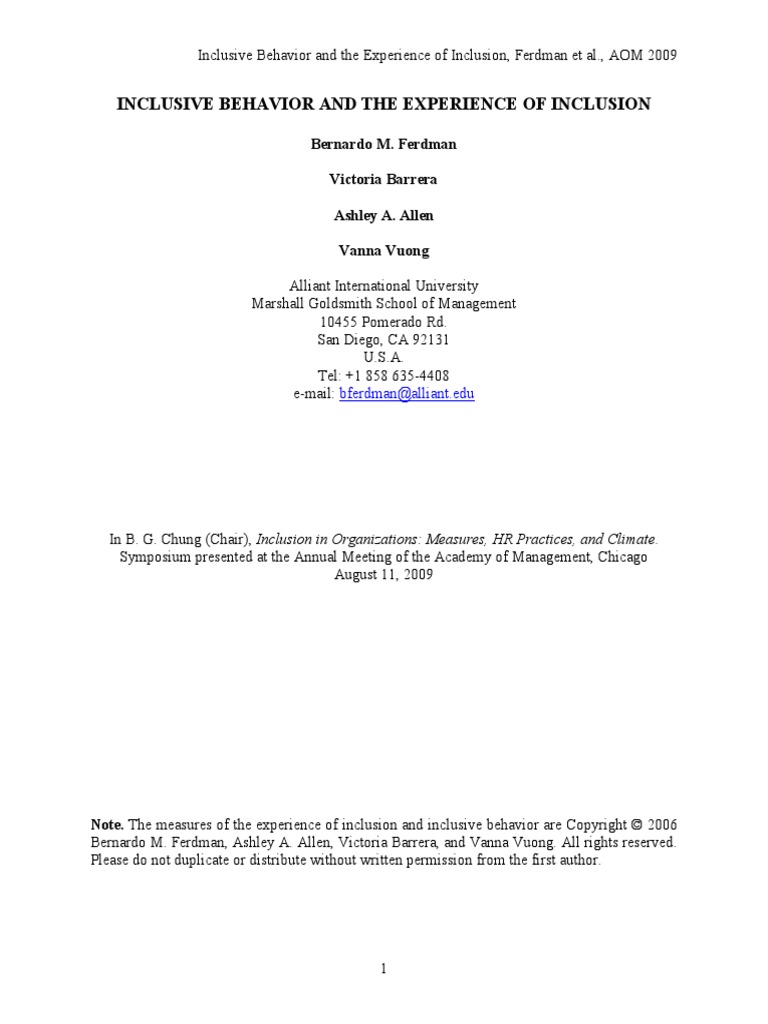 Aula 11 - Ferdman - Et - Al - 2009 - Inclusive Behavior and The ...