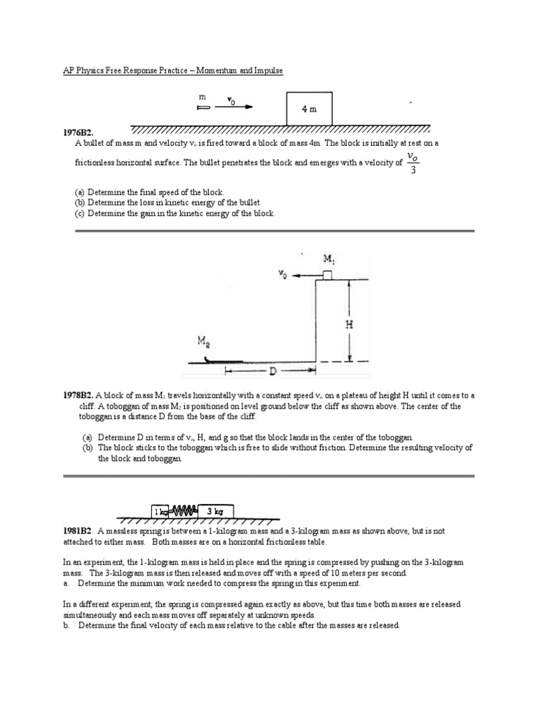 AP Physics Momentum Impulse Practice - Conservation of Momentum ...
