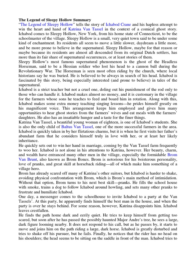 The Legend of Sleepy Hollow Summary | PDF | The Legend Of Sleepy Hollow