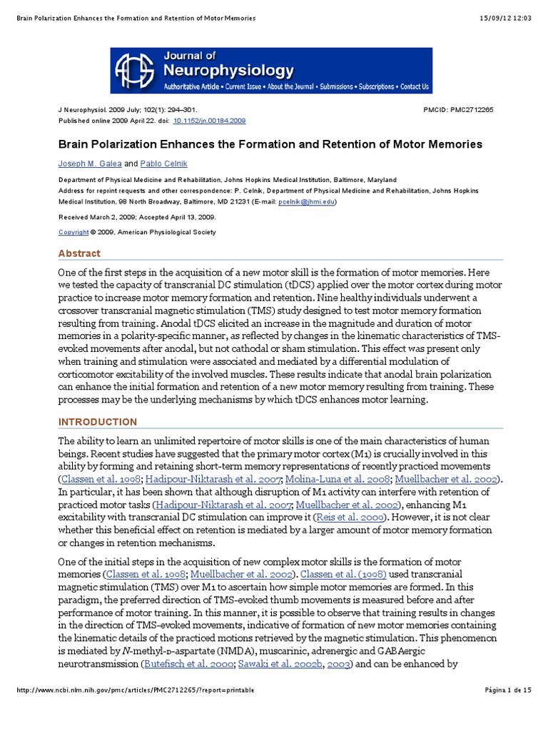 Brain Polarization Enhances The Formation and Retention of Motor ...