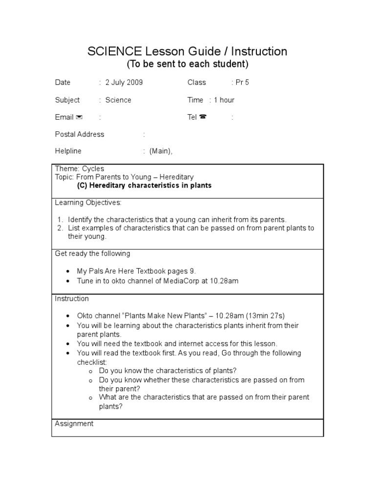 Hereditary Lesson 3 - Lesson Guide | PDF
