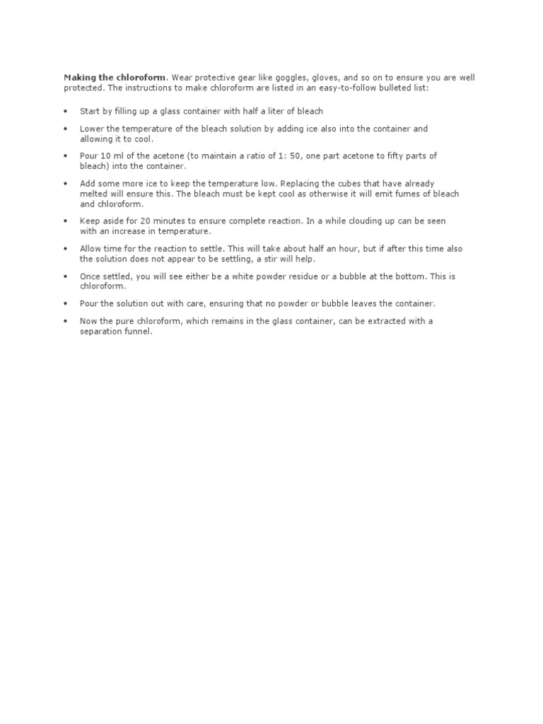 How to Make Chloroform at Home | PDF | Home & Garden