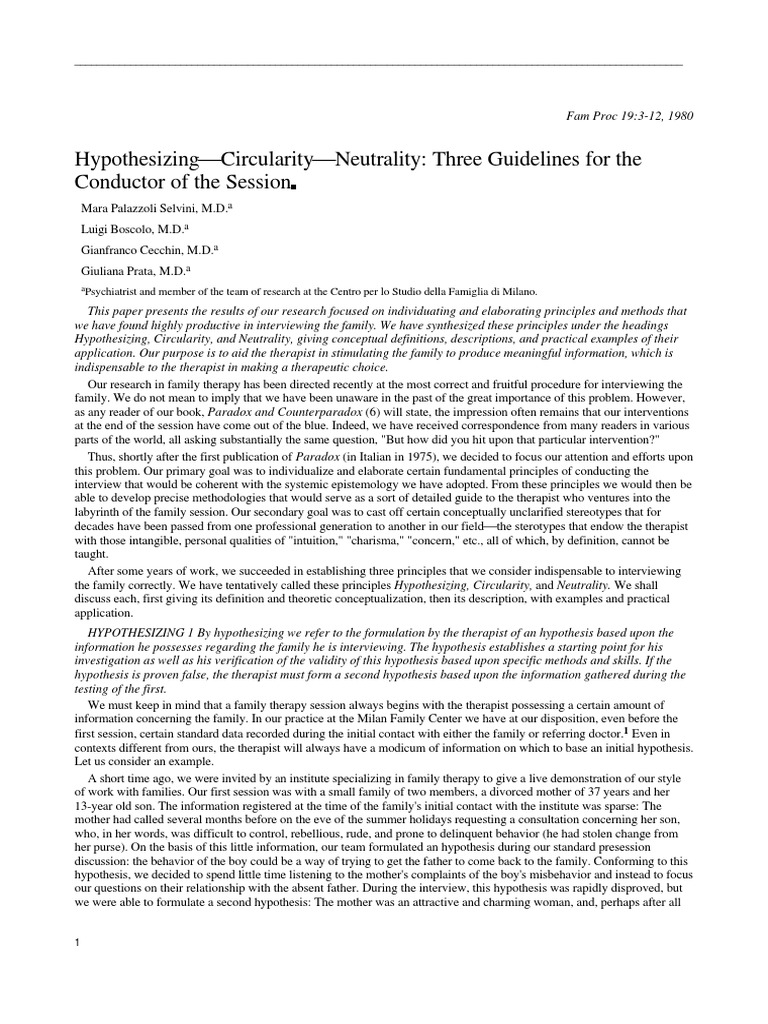 Guidelines for Family Therapy Sessions | PDF | Hypothesis | Experiment
