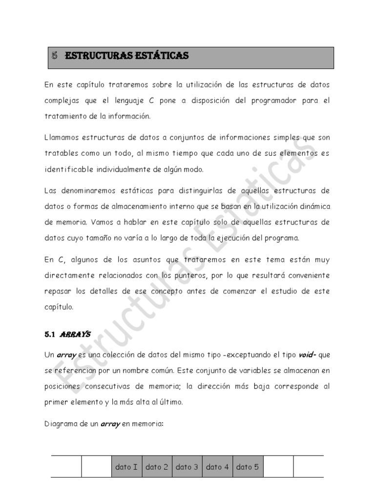 Estructuras Estaticas | PDF | Estructura de datos de matriz | Tipo de datos