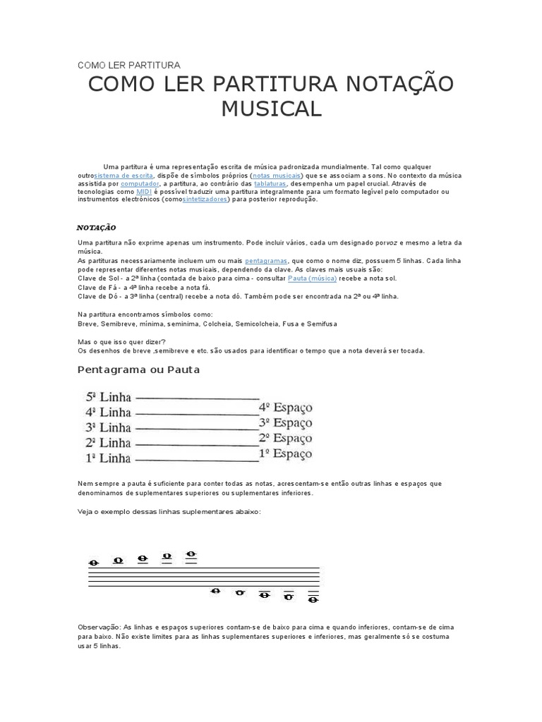 Como Ler Partitura | PDF | Partituras | Som