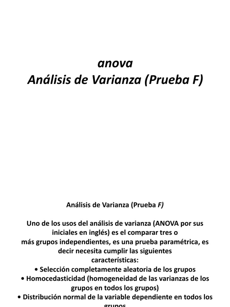 Análisis de Varianza: Prueba F | PDF | Análisis de variación | Diferencia