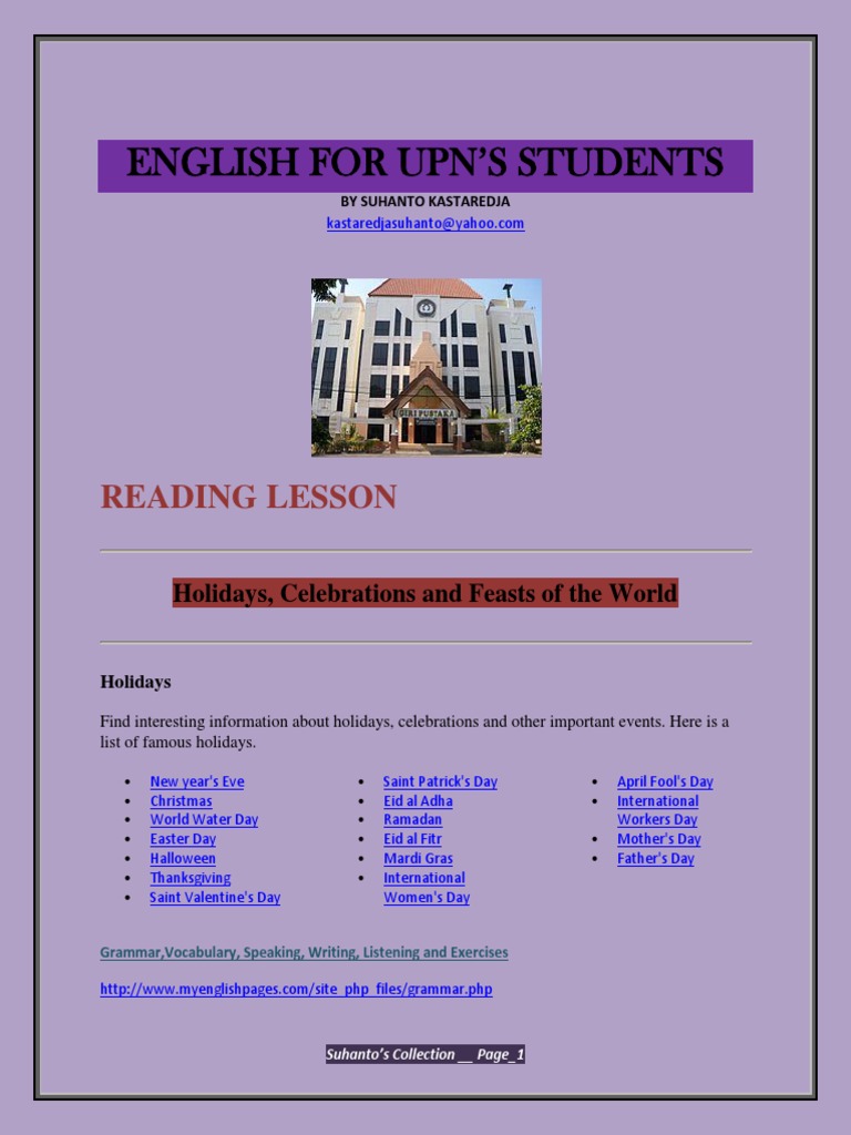 English For UPN's Students | Download Free PDF | Grammatical Number ...