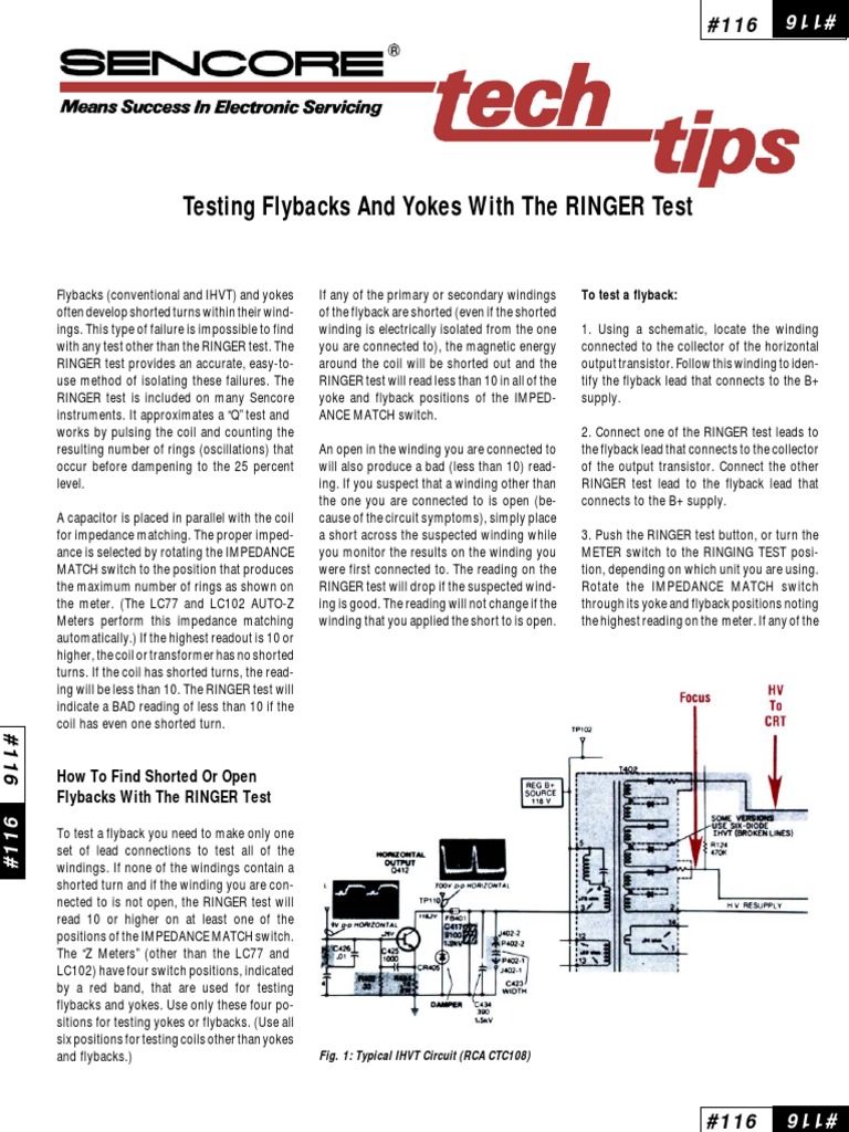 Testing And Diagnosing Flyback Transformers And Deflection Yokes Using ...