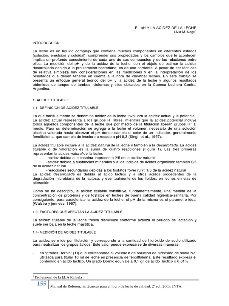 pH y Acidez en Leche de Vaca | PDF | Valoración | Química