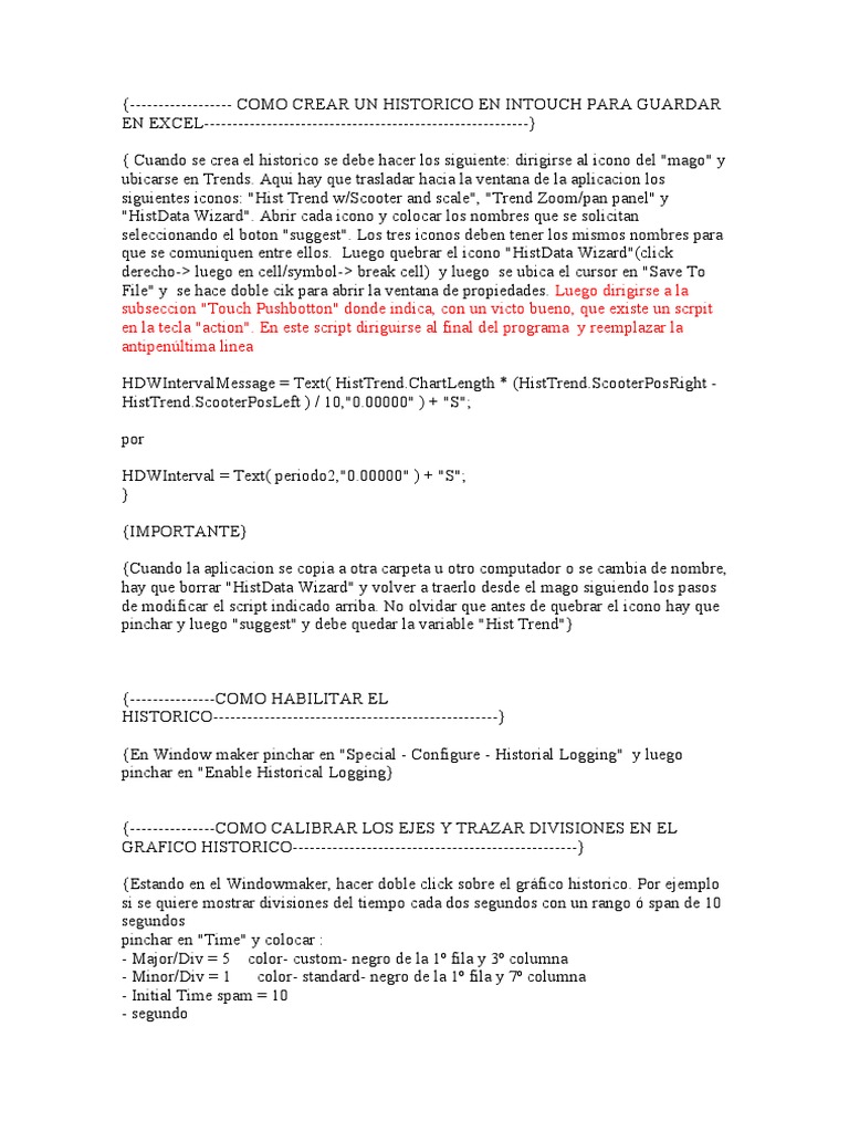 Como Hacer Grafico Historico Intouch | PDF | Microsoft Excel | Software