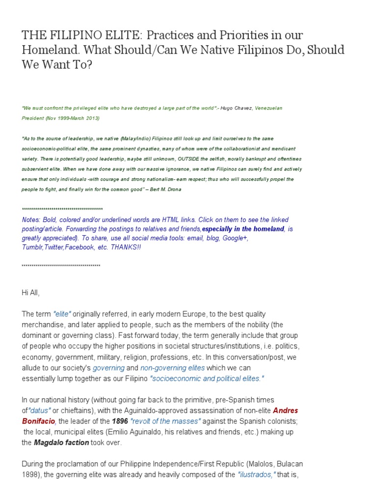 The Filipino Mind - The Filipino Elite - How They Became, Their ...