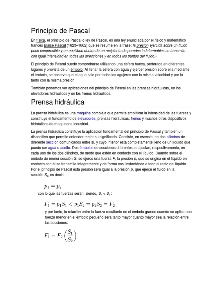 Principio de Pascal | PDF | Naturaleza | Cantidad