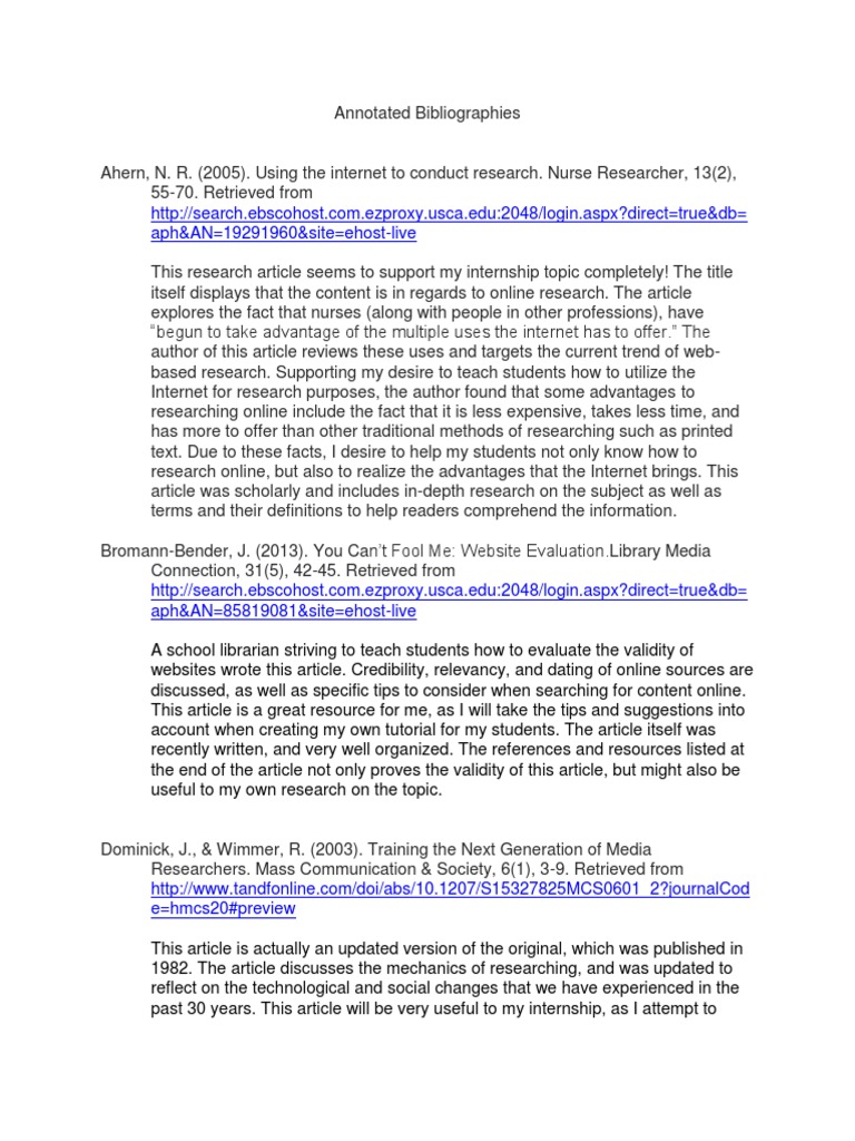 Annotated Bibliographies | PDF | Libraries | Internet