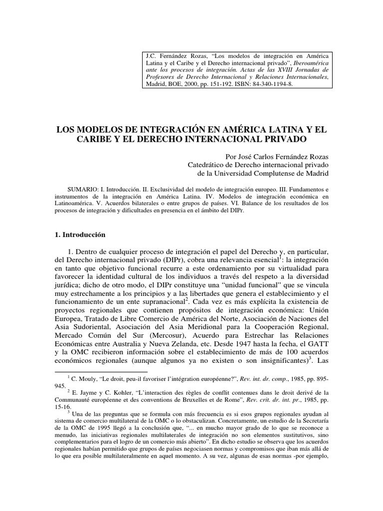 Los Modelos de Integración en América Latina | PDF | Organización de ...