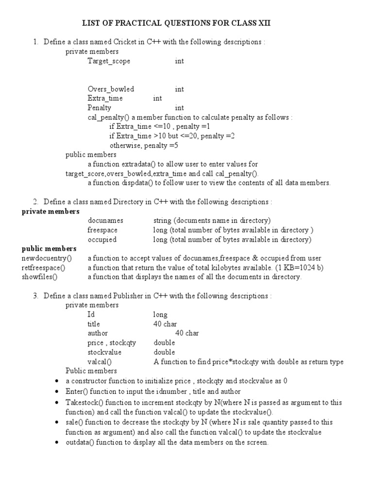 Class Xii Board Practical Question | PDF | Subroutine | Parameter (Computer Programming)