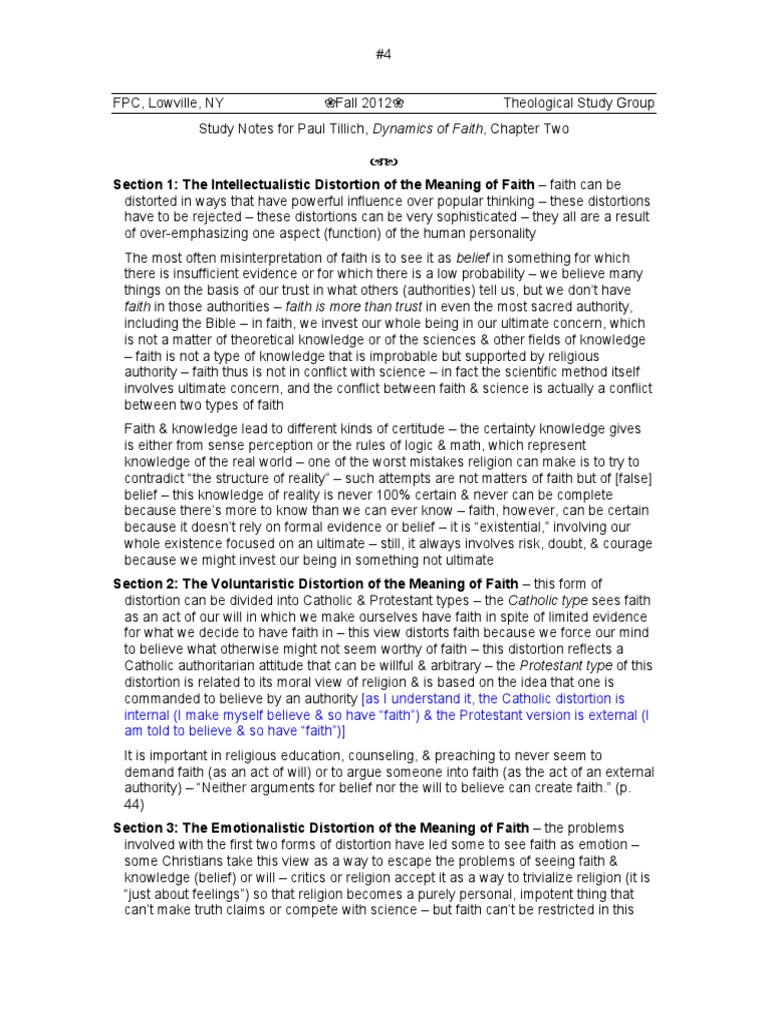 Paul Tillich The Courage To Be Notes Part 4 | PDF | Faith | Knowledge