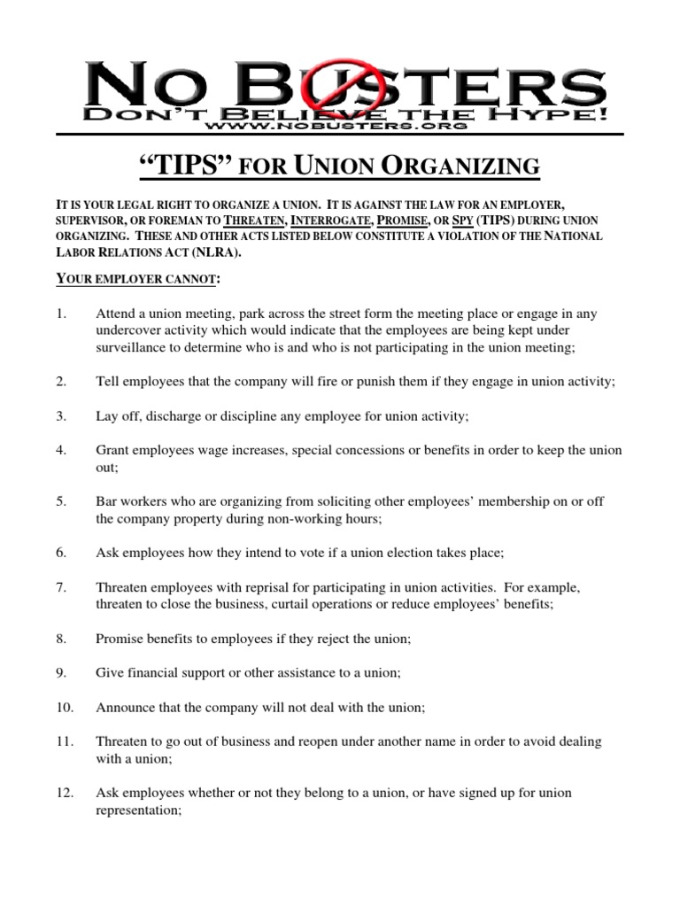 Union Organizing Rights and Employer Violations | PDF | Gratuity ...