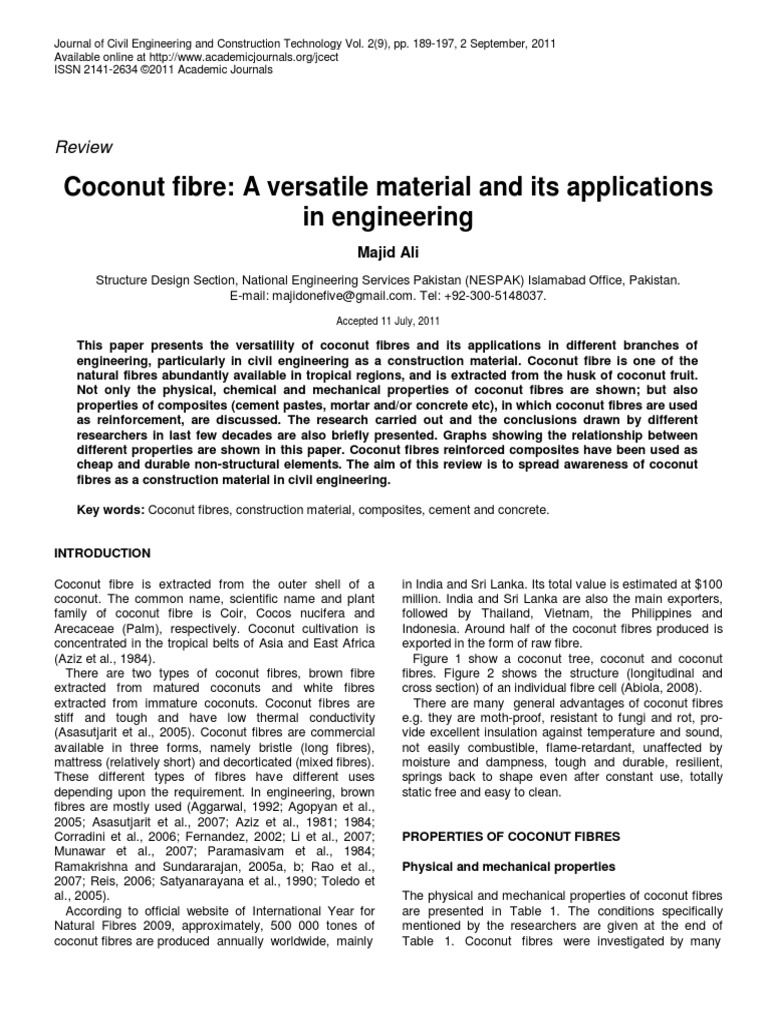 Coconut Fibre | PDF | Concrete | Composite Material