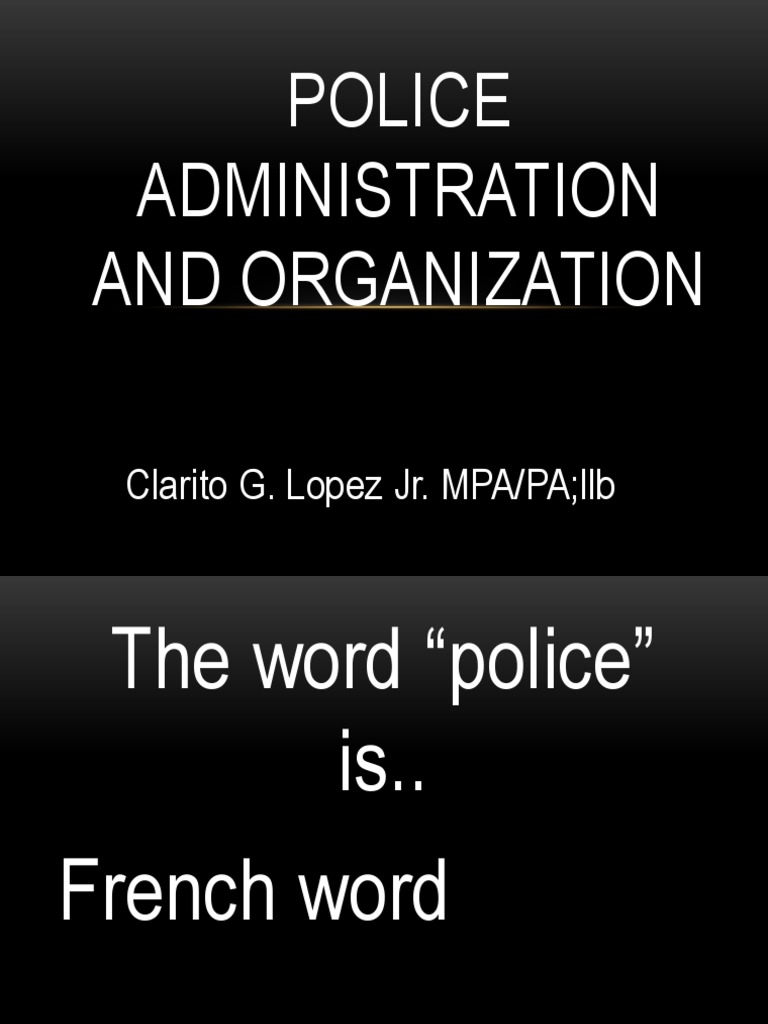 Police Administration and Organization | Inspector | Police Officer