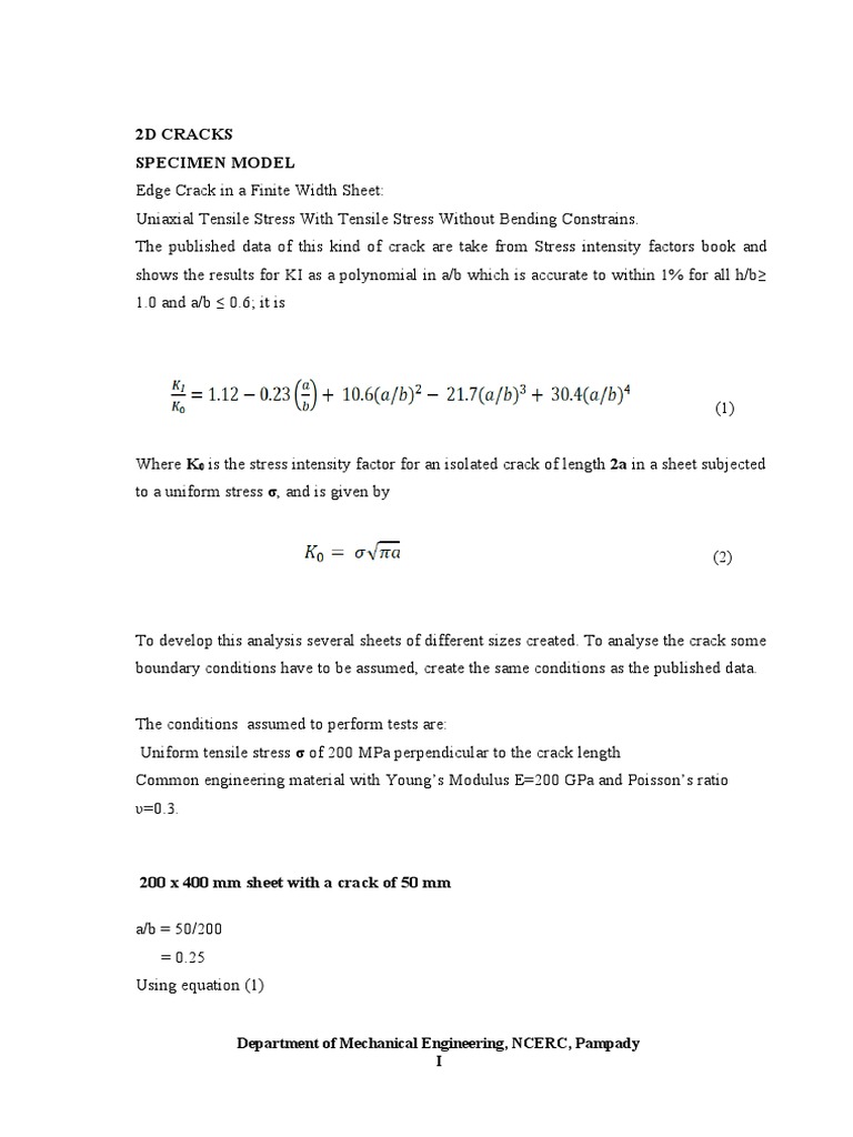 2 D Crack Parametric Formula | PDF | Technology & Engineering
