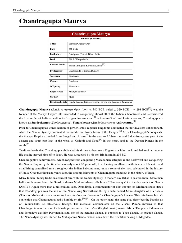 Chandragupta Maurya | PDF | Religion And Belief