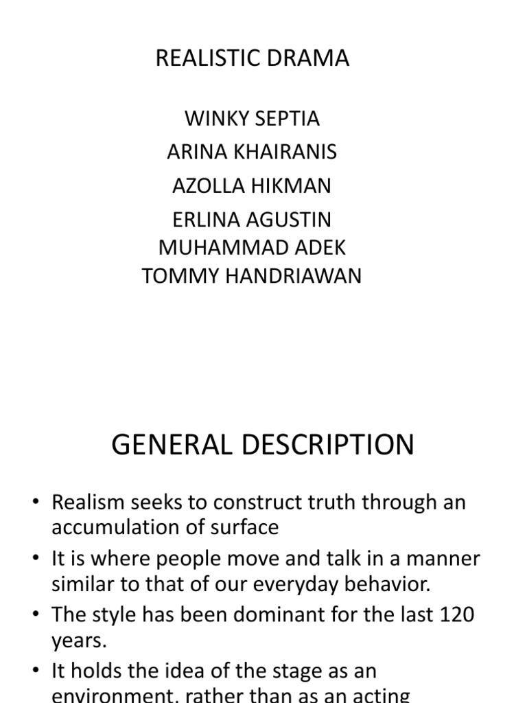 Realistic Drama Print | PDF | Realism (Arts) | Theatre