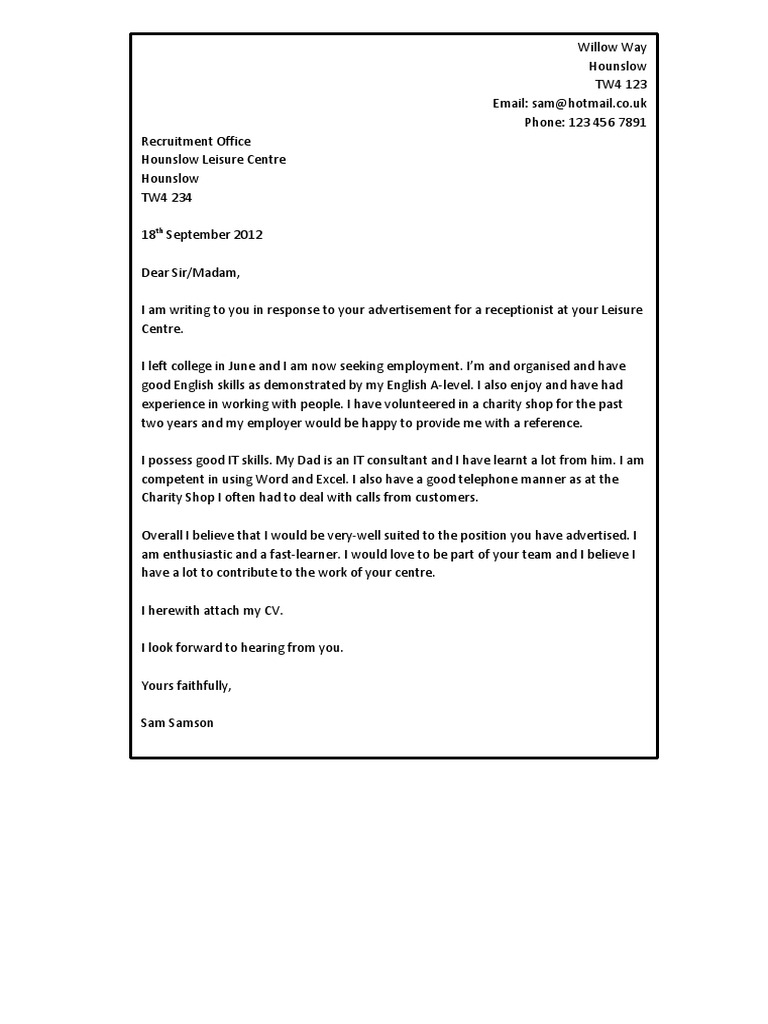Cover Letter Example | PDF