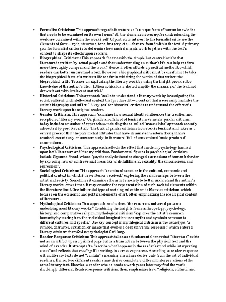 Formalist Criticism | PDF | Mythology | Psychology