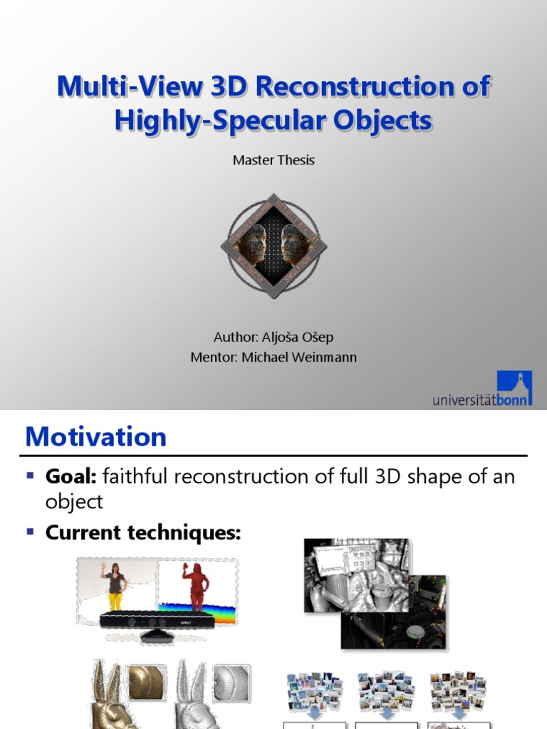 Multi-View 3D Reconstruction of Specular Objects and Normal Field ...
