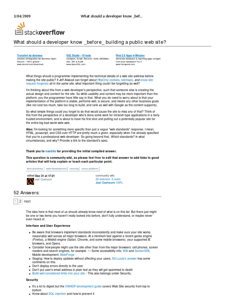 What Should A Developer Know - Before - Building A Public Web Site? | PDF | Hypertext Transfer ...