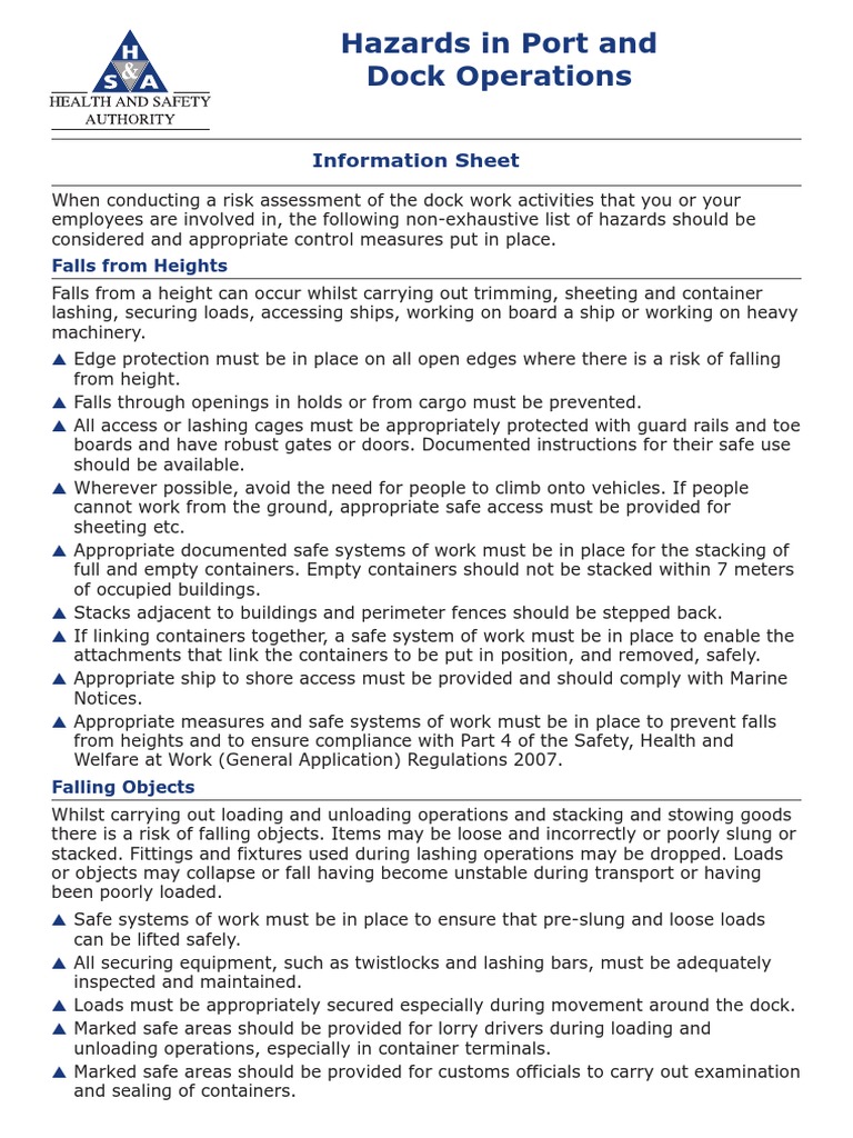 Hazards in Port and Dock Operations | Download Free PDF | Shift Work ...