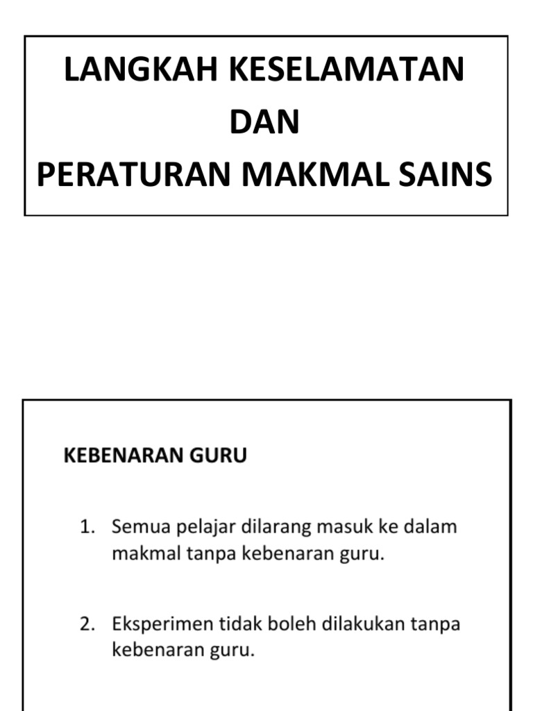 Langkah Keselamatan Dan Peraturan Makmal Sains SKSL | PDF