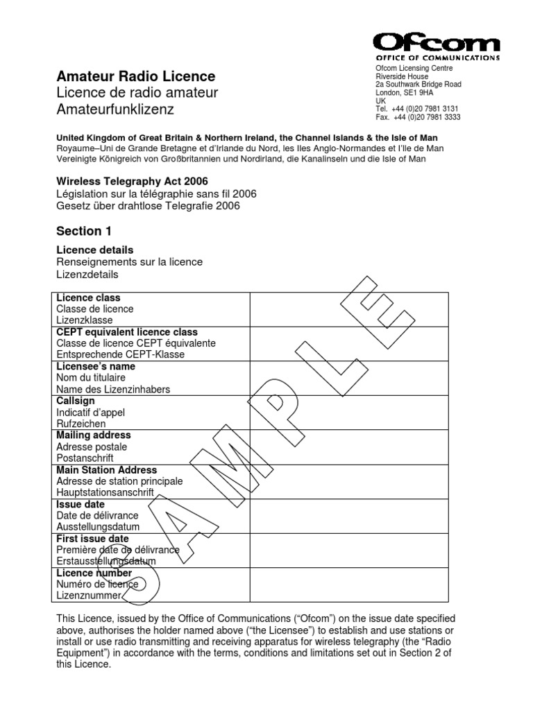 Amateur Radio Licence Overview | PDF | Amateur Radio | License