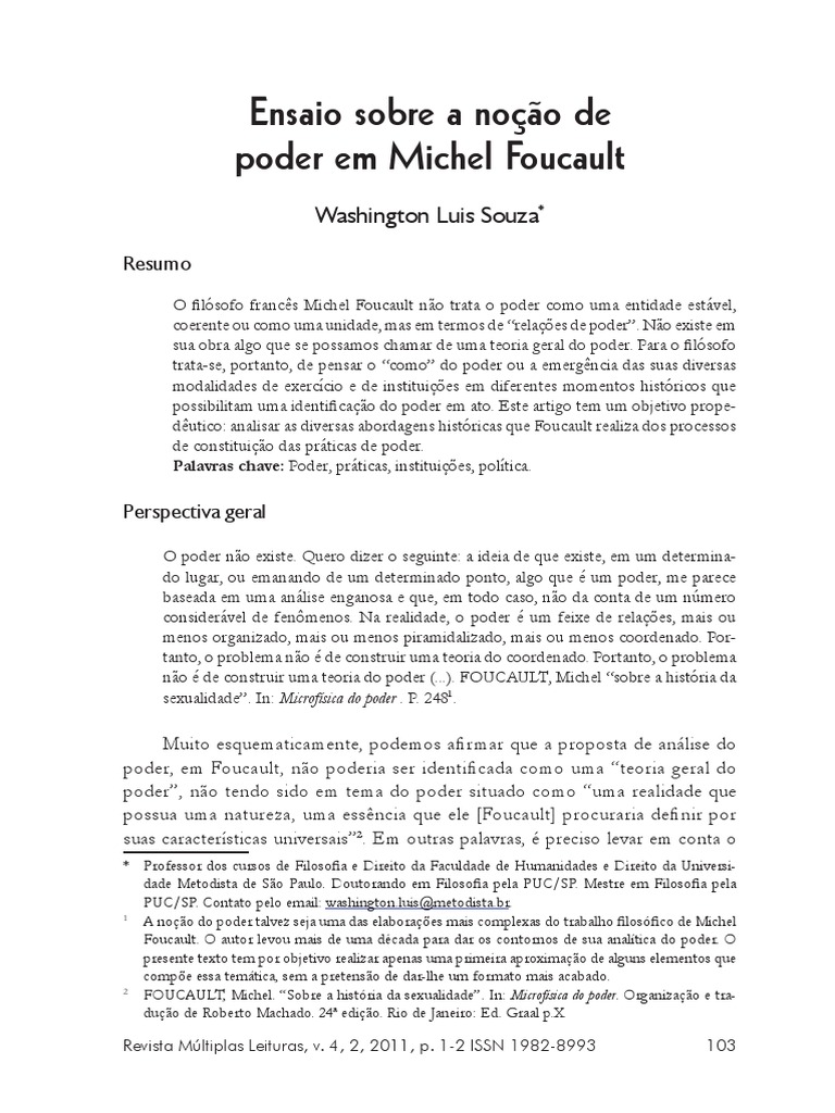 Teoria Do Poder | PDF | Poder (social e político) | Michel Foucault