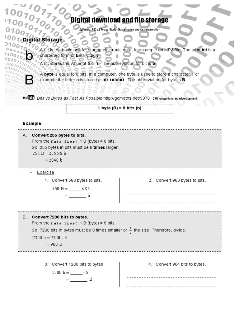 Digital Download and File Storage | PDF | Data Rate Units | Bit