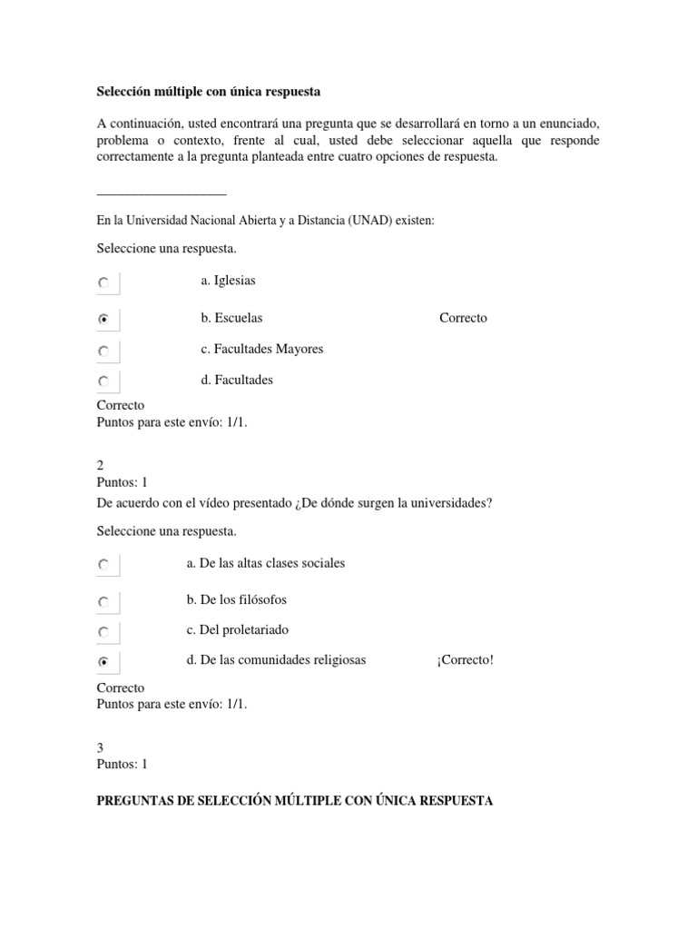 Selección Múltiple Con Única Respuesta | PDF | Habilidades de estudio ...