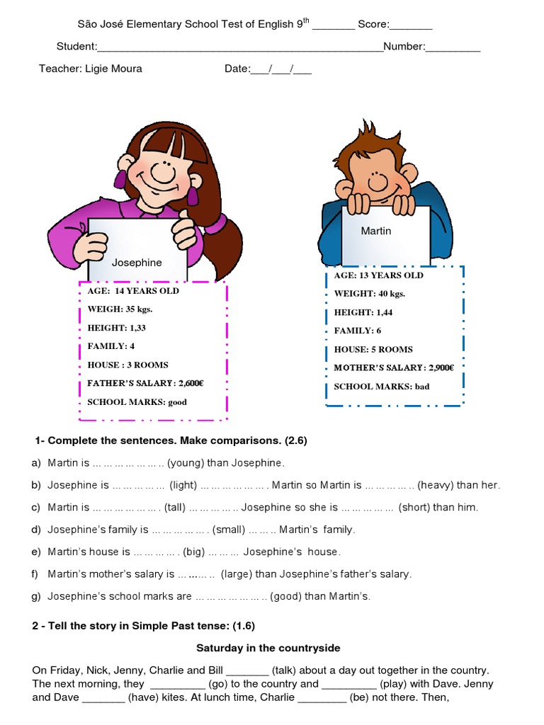 Elementary English Comparisons Test | PDF | Rules | Style (Fiction)