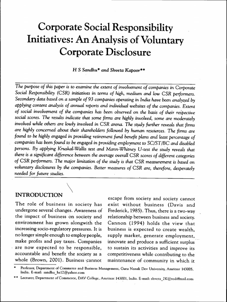 CSR Initiative | PDF | Corporate Social Responsibility | Stakeholder ...