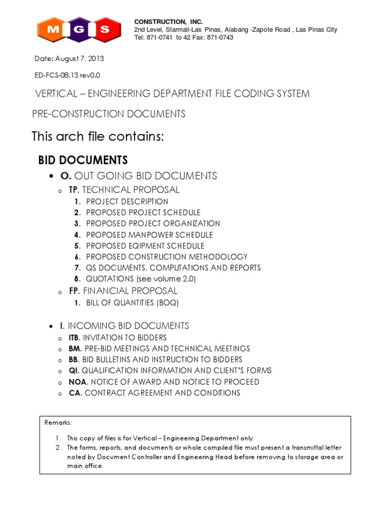 Engineering file coding system for construction project documents | PDF ...