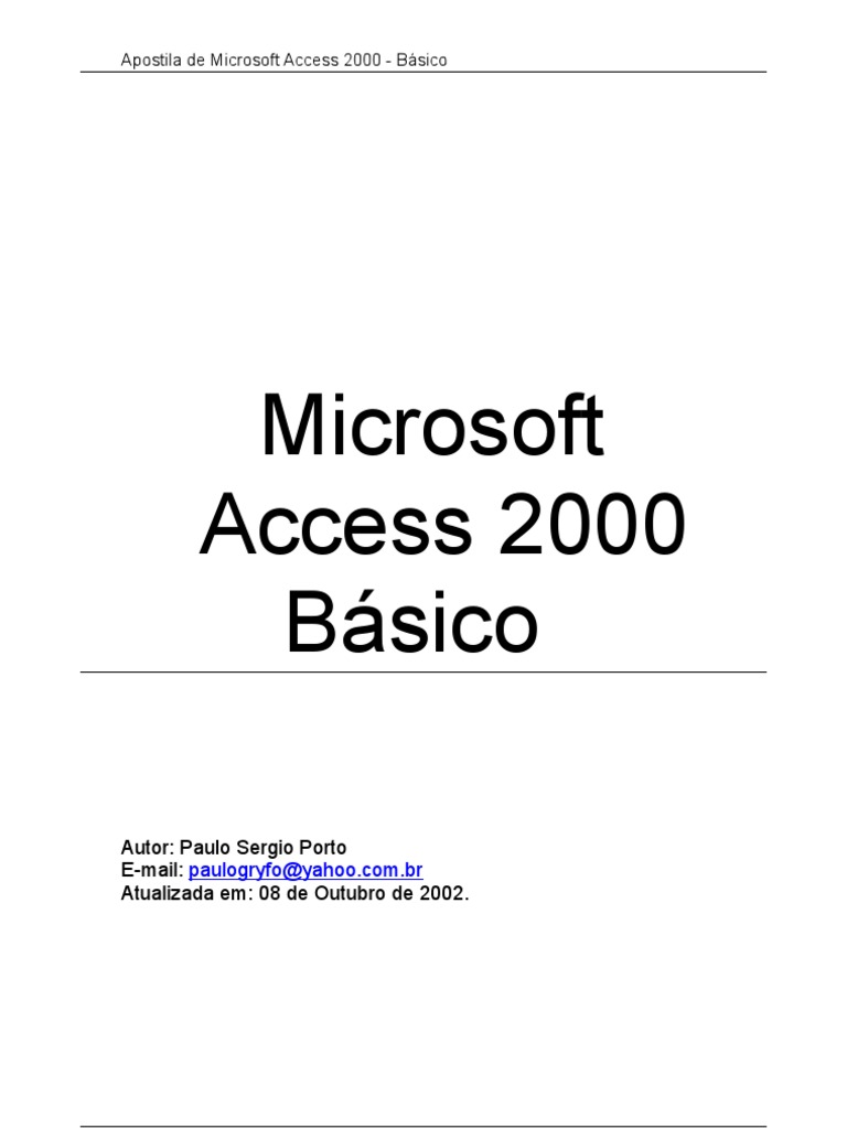 Apostila De Access Básico Pdf Modelo Relacional Microsoft Access
